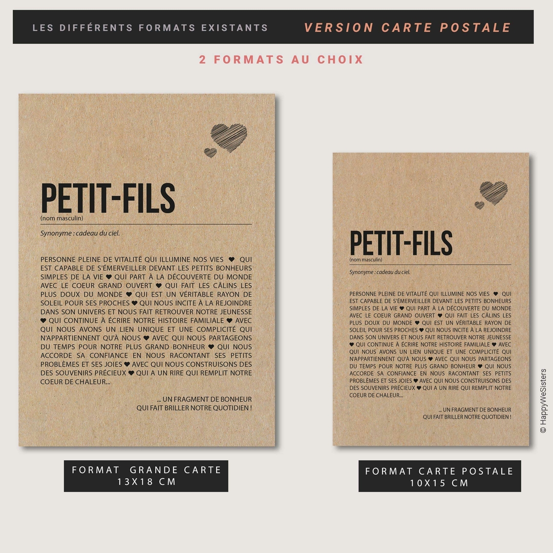 Carte définition petit-fils personnalisable - happywesisters