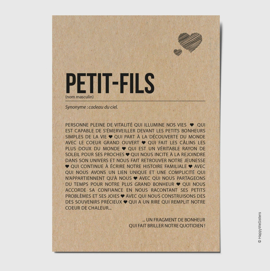 Carte définition petit-fils personnalisable - happywesisters