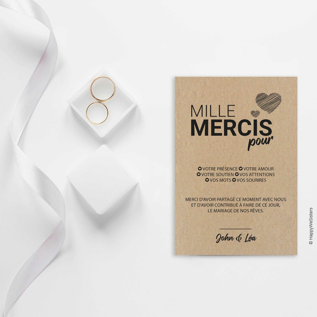 Carte de remerciement mariage - happywesisters