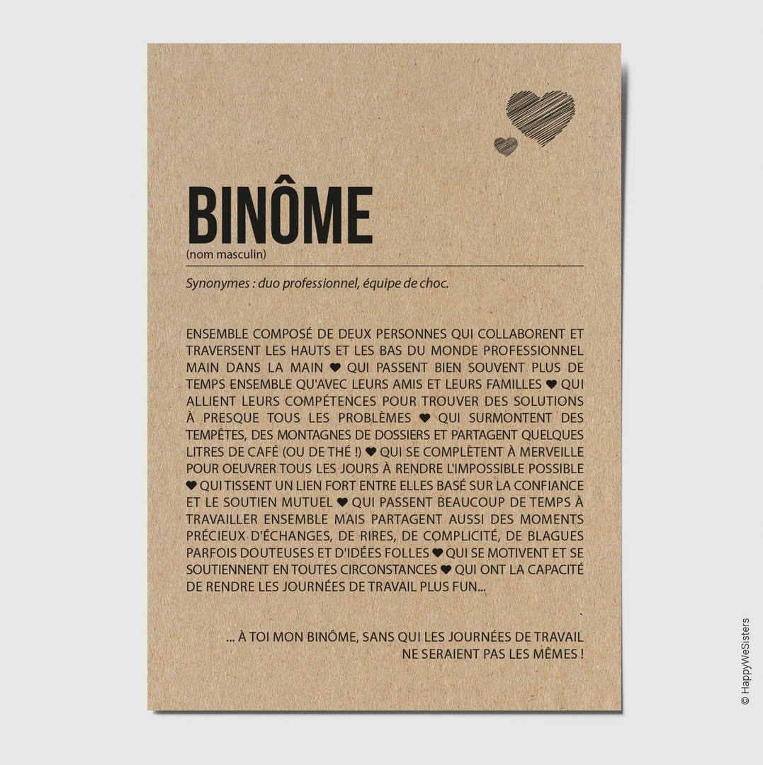 Carte définition binôme personnalisable - CARTES PAR OCCASION/RETRAITE ...