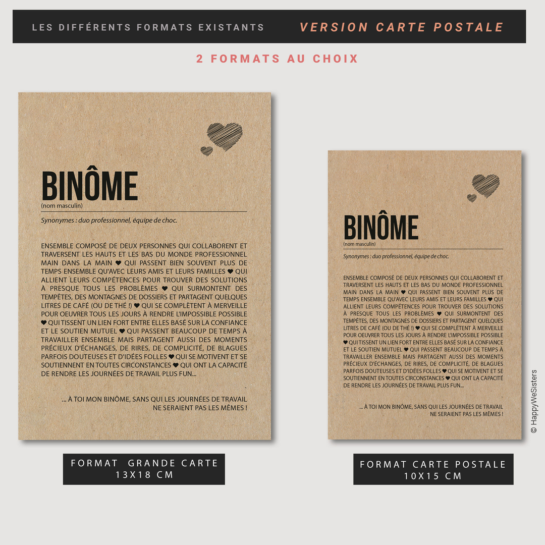 Carte définition binôme personnalisable - CARTES PAR OCCASION/RETRAITE ...