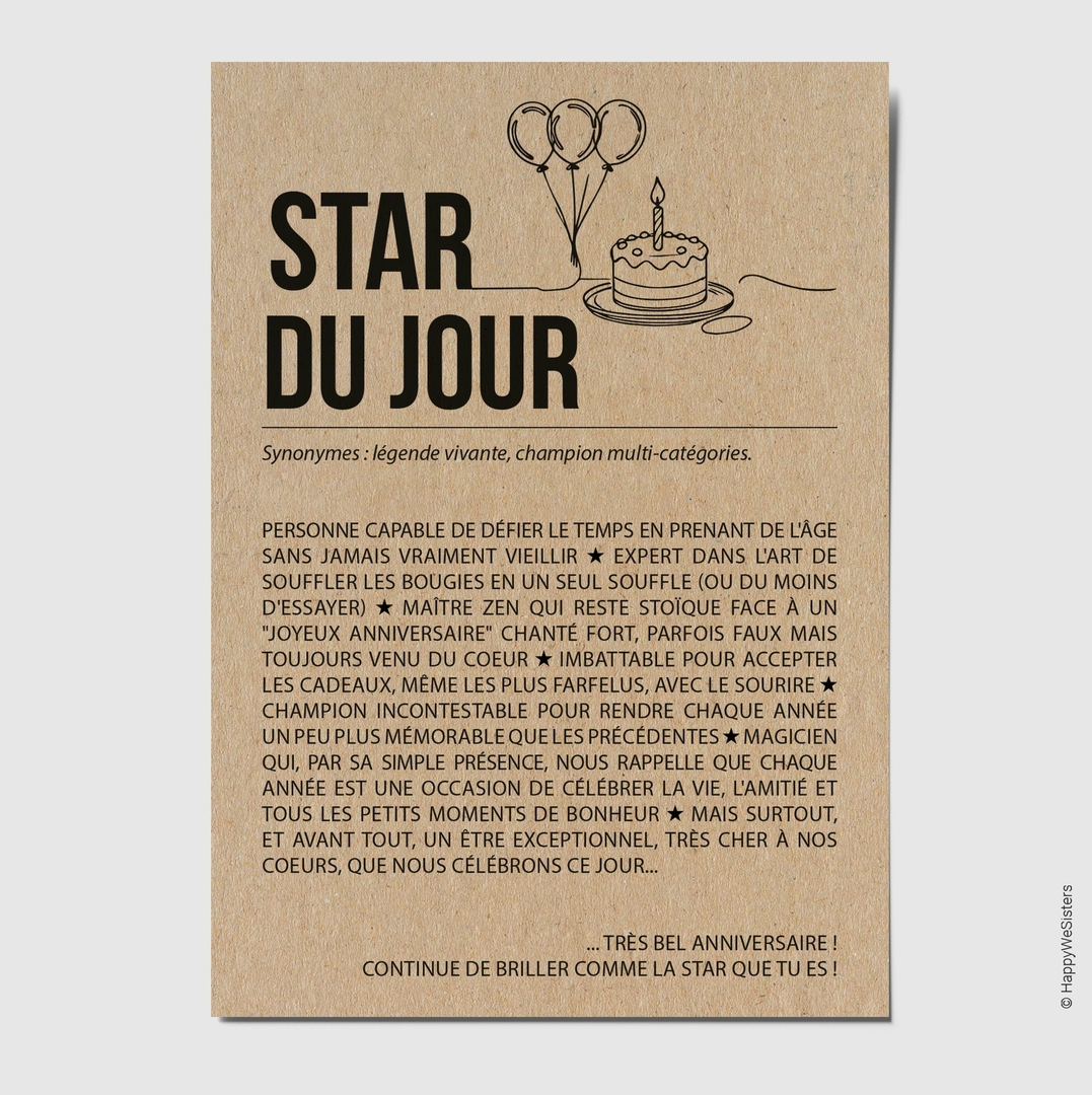 Carte anniversaire - star du jour - CARTES PAR OCCASION/ANNIVERSAIRE ...