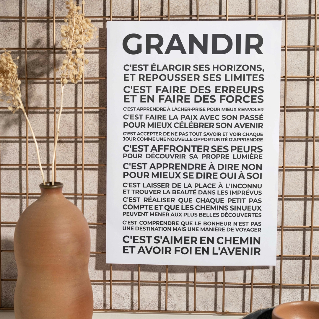 Affiche de motivation Grandir - numérique - CARTES ET AFFICHES ...