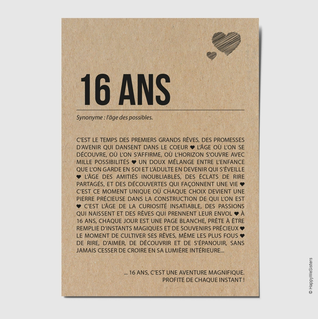 Carte 16 ans personnalisable - CARTES PAR OCCASION/ANNIVERSAIRE ...