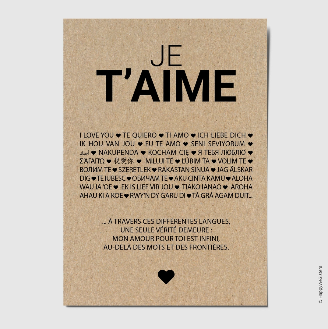 Carte je t'aime en plusieurs langues - CARTES PAR OCCASION/AMOUR ...