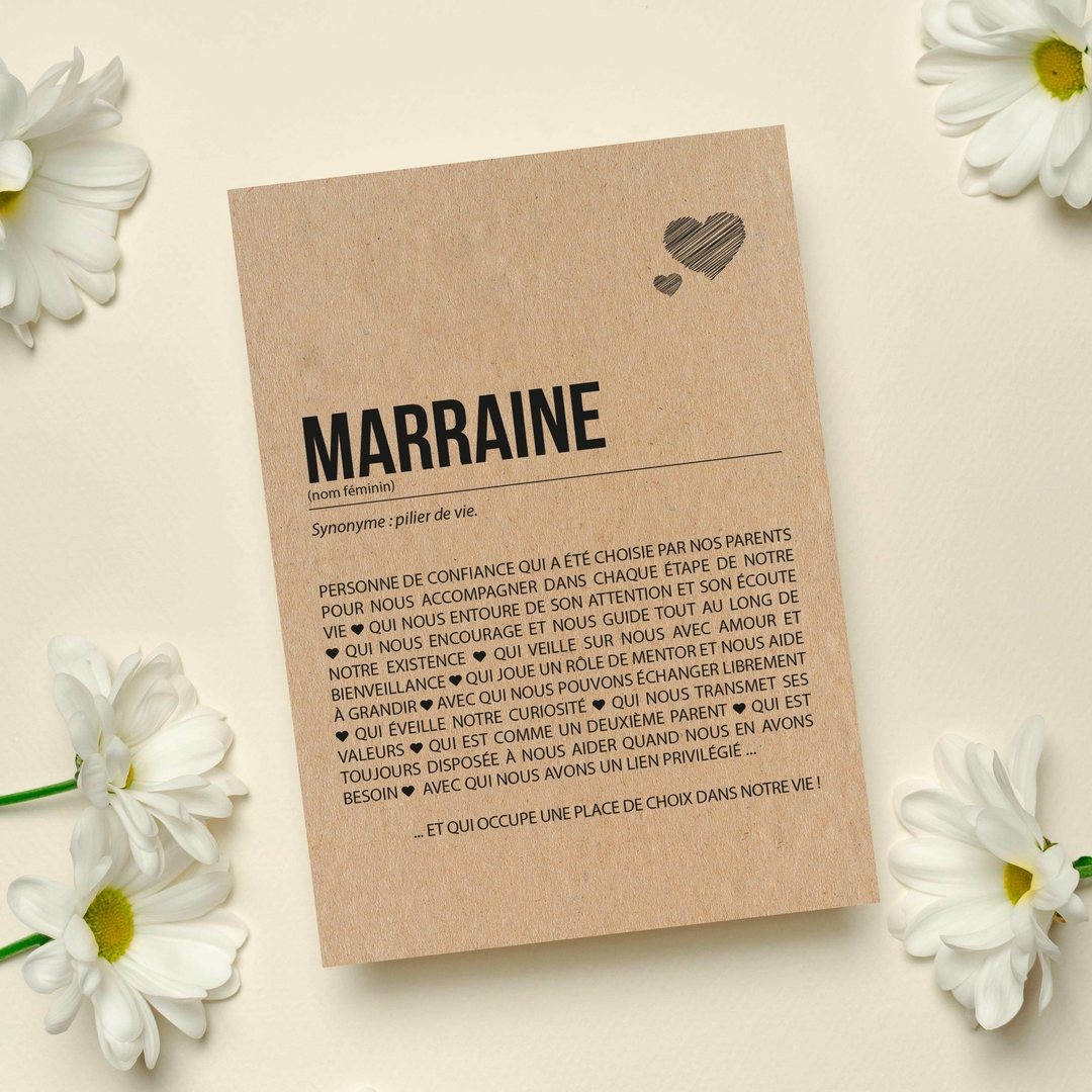 Carte définition marraine personnalisable - happywesisters