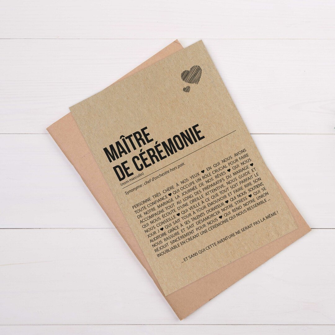 Carte définition maître de cérémonie personnalisable - happywesisters