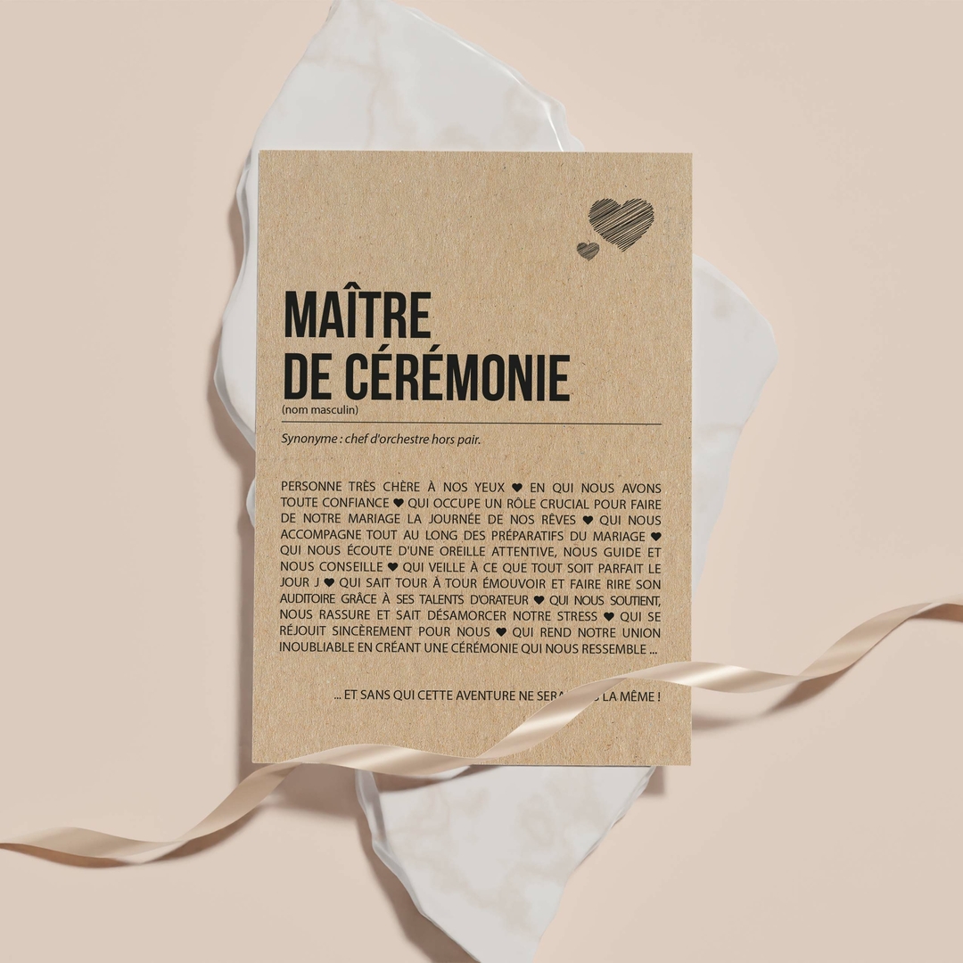 Carte définition maître de cérémonie personnalisable - happywesisters