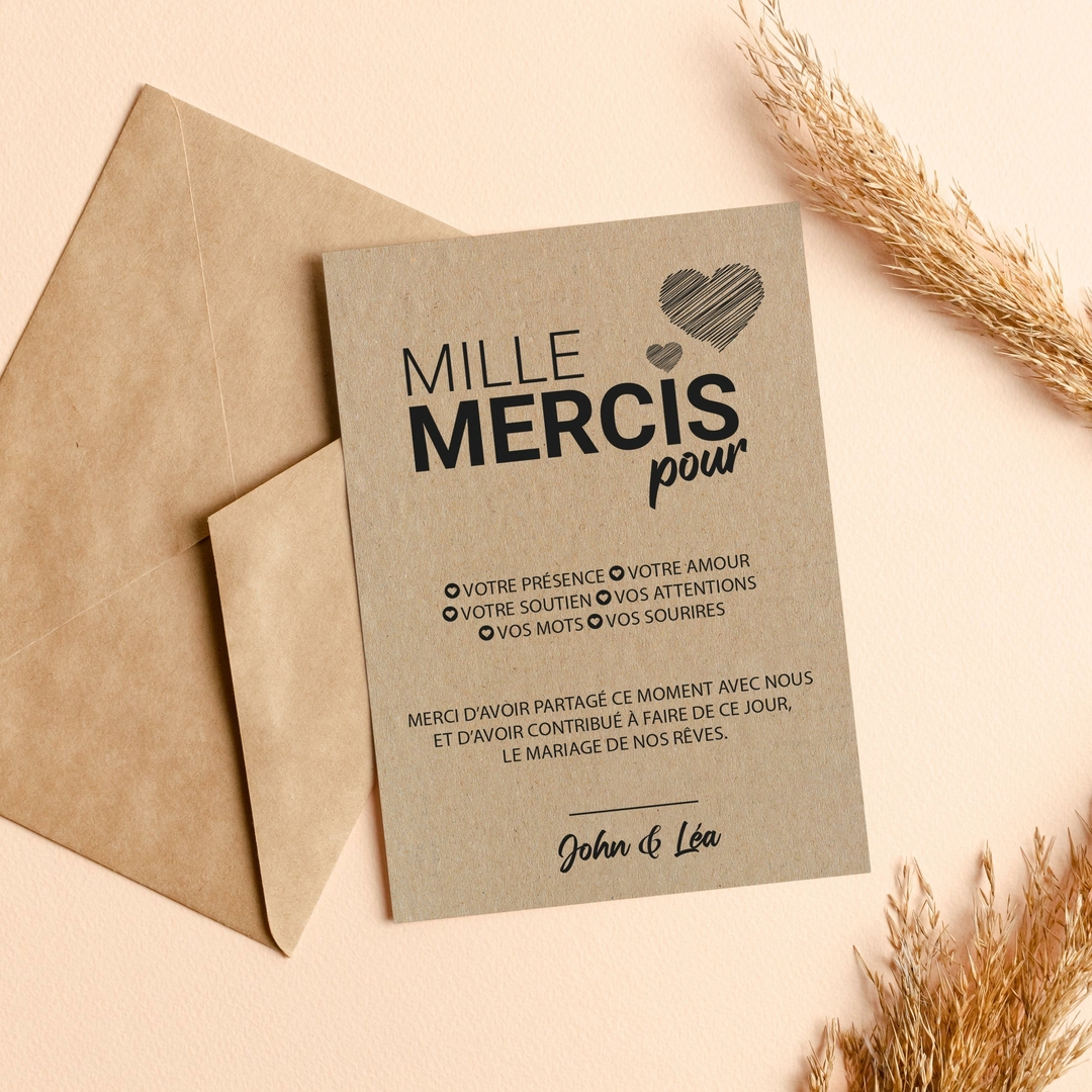 Carte de remerciement mariage - happywesisters