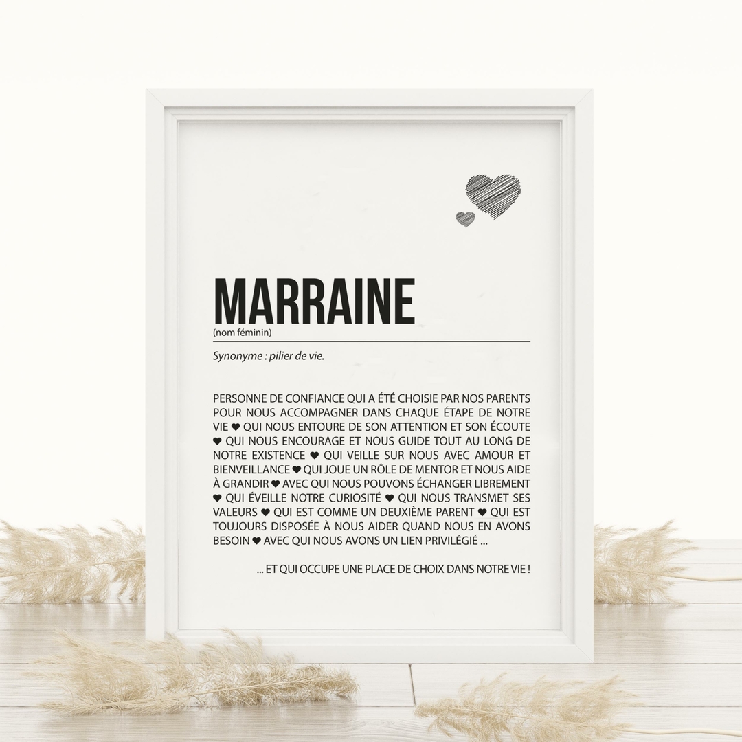 Affiche définition marraine personnalisable