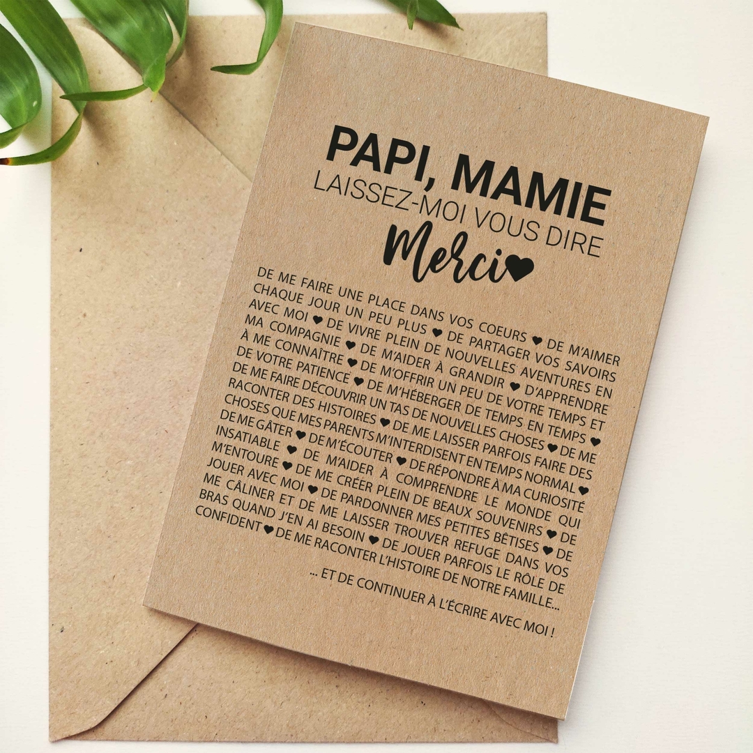 Carte Merci papi, mamie personnalisable - happywesisters