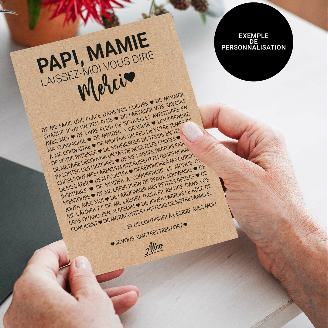 Carte Merci papi, mamie personnalisable - happywesisters