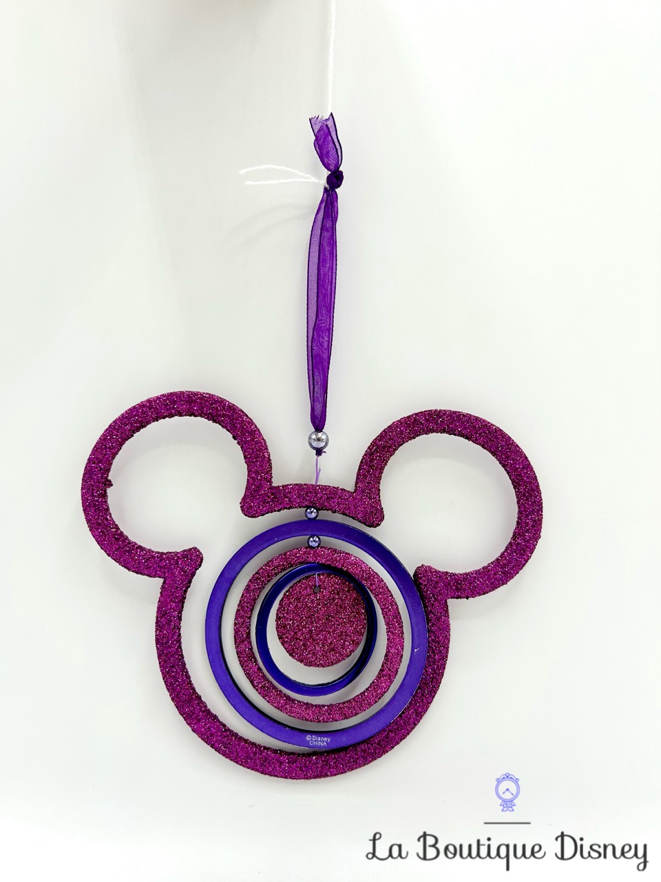 Ornement Noël Tête Mickey Mouse pailettes violet Disneyland Paris ...
