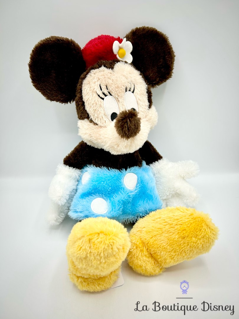 Peluche Minnie Mouse rétro vintage Disney Parks Disneyland poils longs fleur 38 cm - Peluches ...