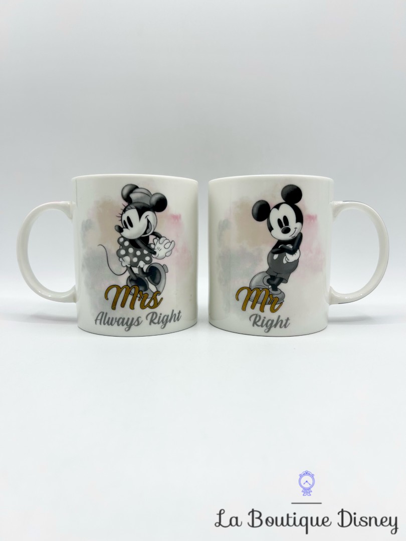 Paire Tasses Mickey Minnie Mr Mrs Right Disney mug blanc duo ...