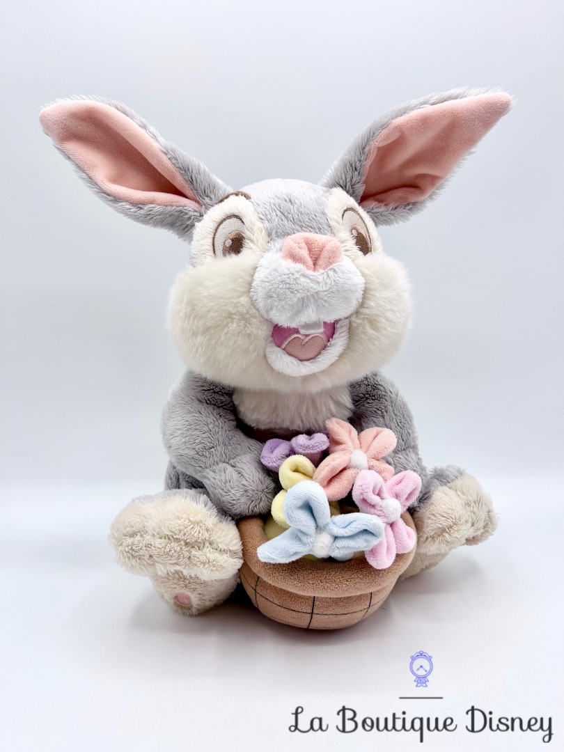 Peluche Panpan panier Fleurs Disney Store Bambi lapin gris écusson 28 ...