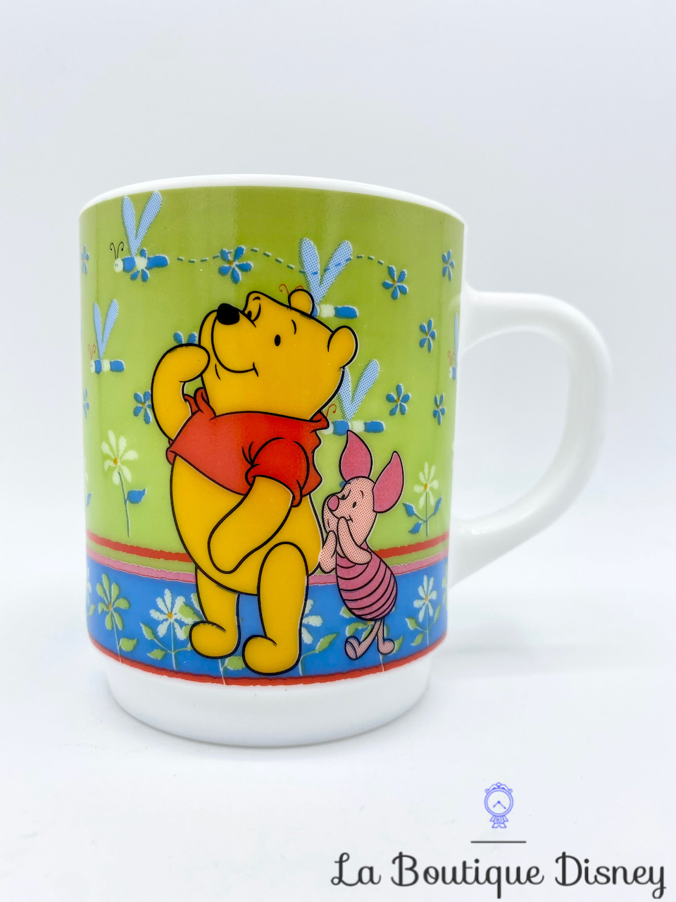 Tasse Winnie l'ourson Porcinet Disney mug Luminarc vert bleu papillon ...