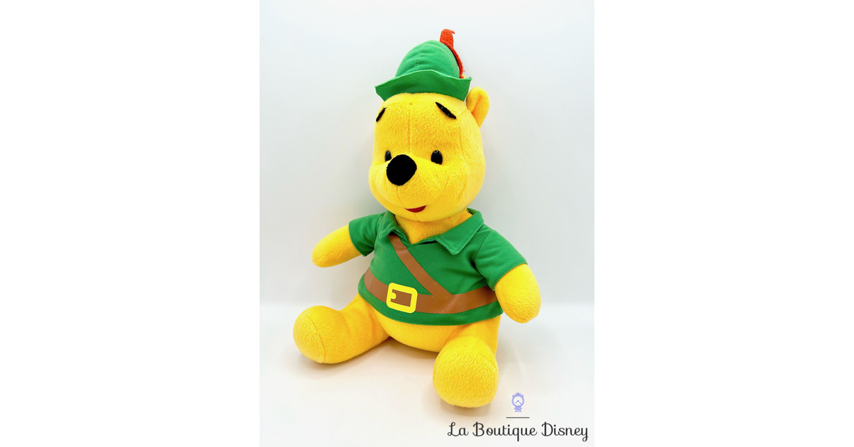 Peluche Winnie l'ourson Robin des Bois Disney déguisement vert 33 cm ...