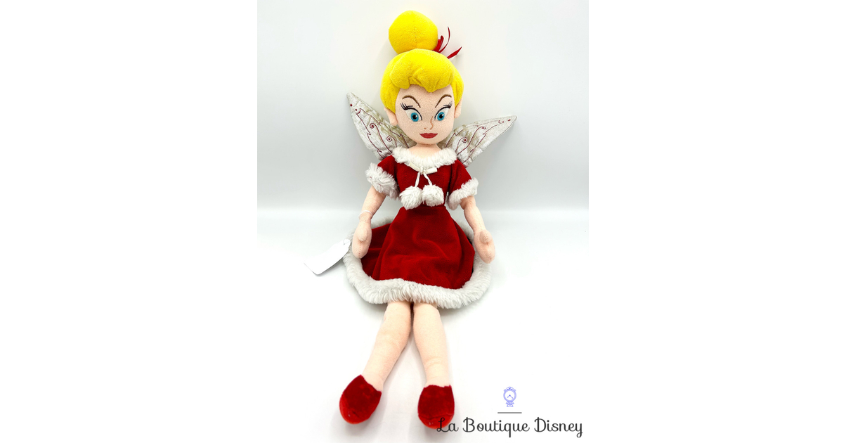 Poupée chiffon Fée Clochette Noël rouge Disney Store peluche Peter Pan ...