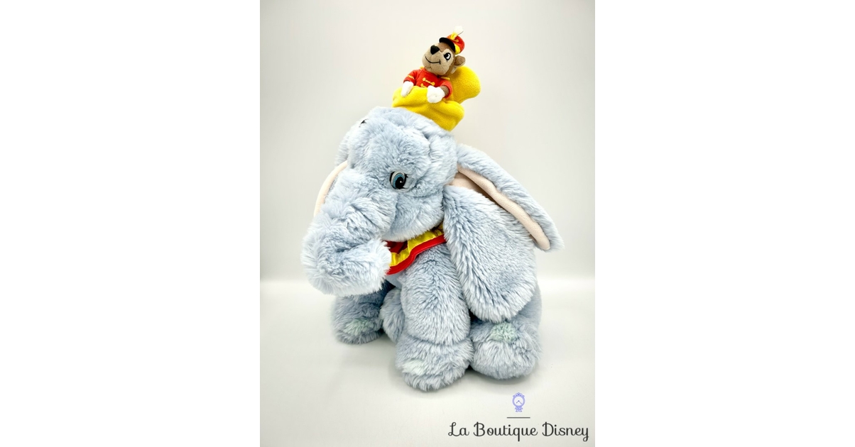 Peluche Dumbo Timothée Disney Store éléphant gris chapeau écusson 32 cm ...