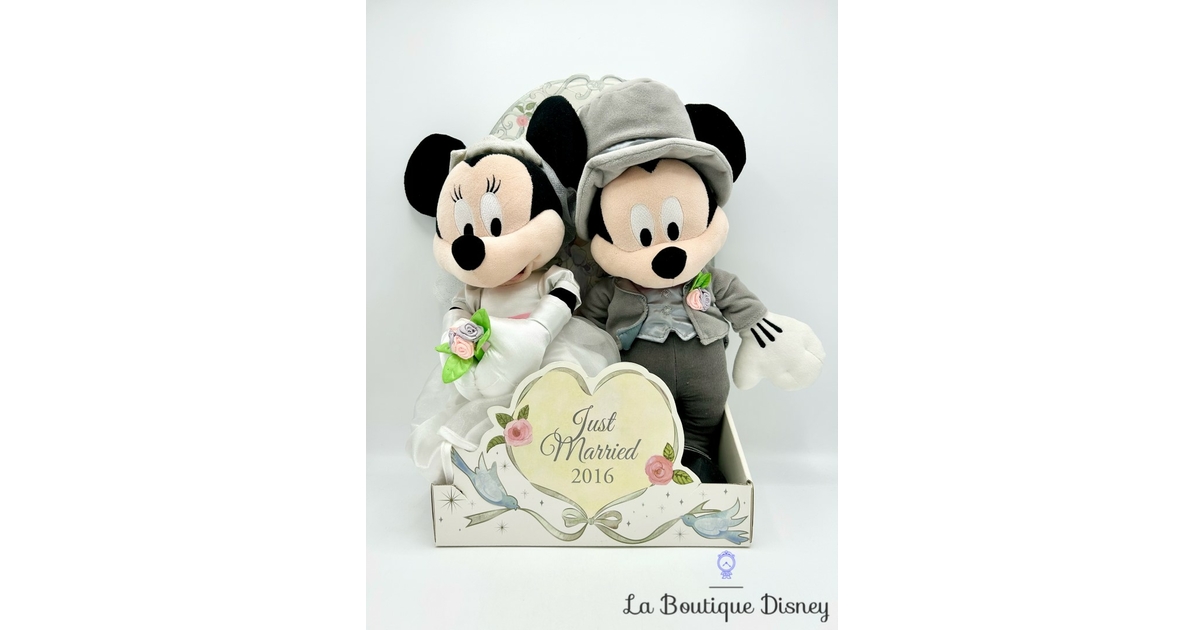 Peluches Mickey Minnie Mariage Just Married 2016 Disney Store couple ...