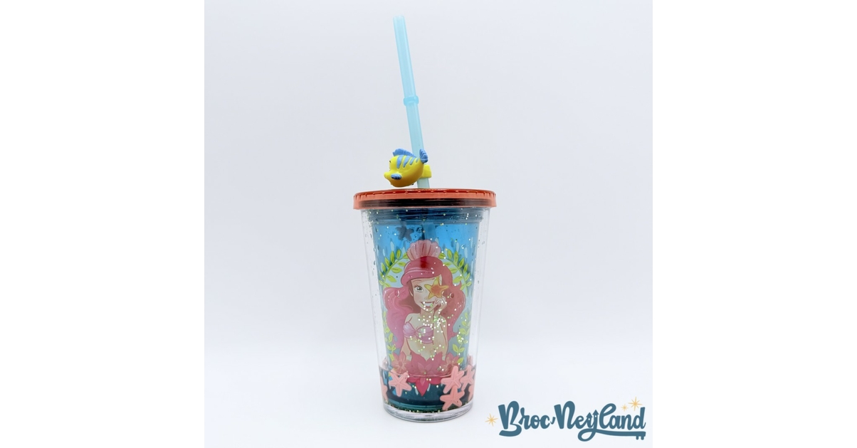 Gobelet paille Ariel La Petite Sirène Disney Store 2023 verre plastique ...