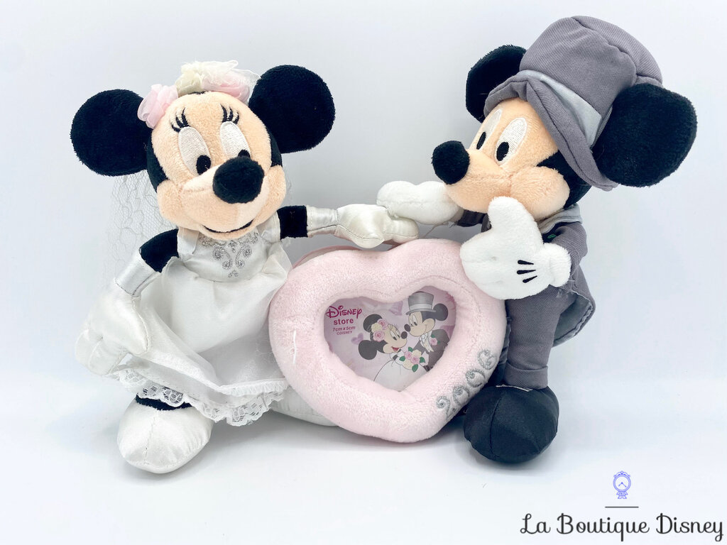 Cadre photo peluche Mickey Minnie mariage Disney Store 2006 mariés ...