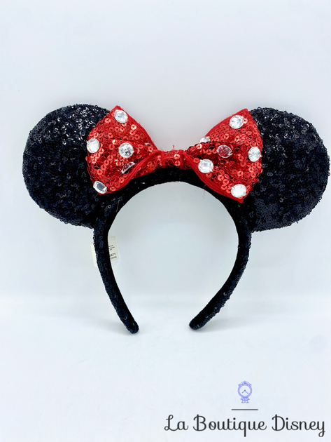 Serre tête Oreilles Minnie Mouse sequins Disney Store Ears noir noeud ...