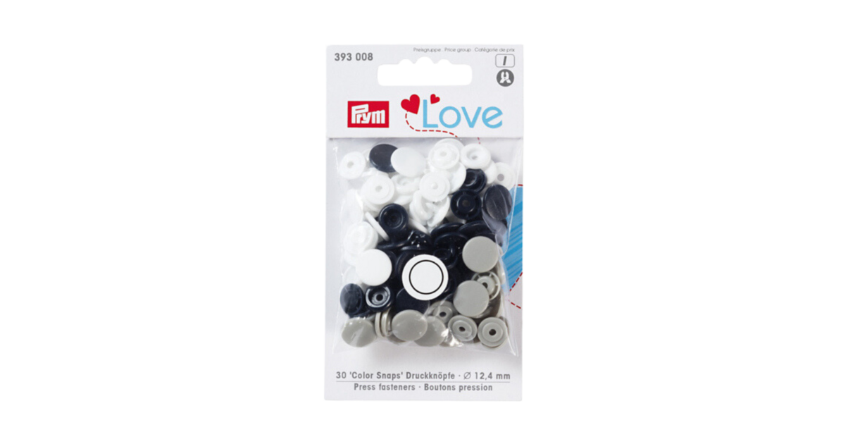 Boutons pression Prym noir et blanc 12,4 mm par 30 - Mercerie créative ...