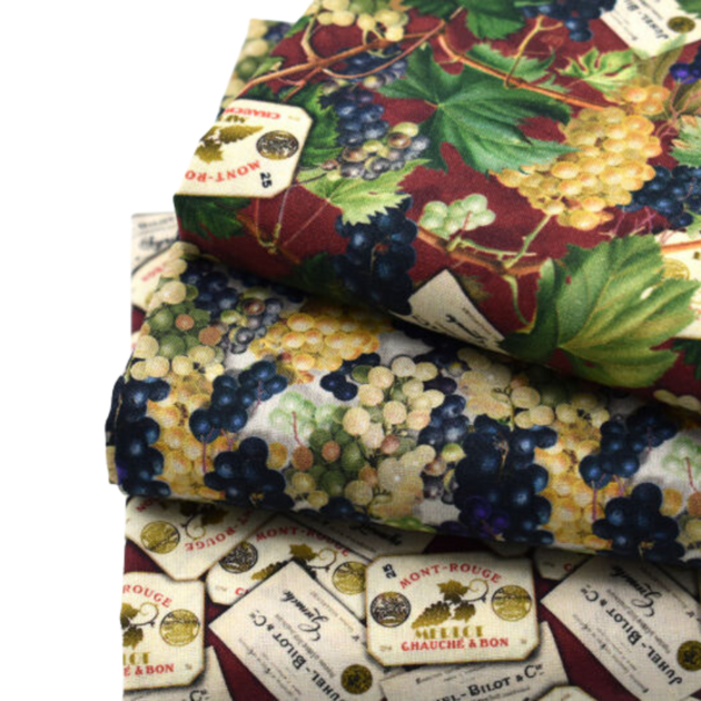 Coupons patchwork vigneron - tissu motif vin
