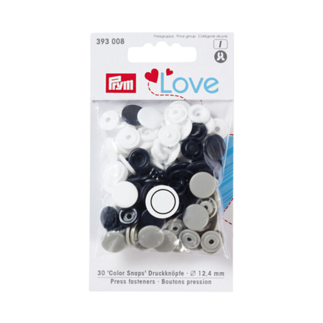 Boutons pression Prym noir et blanc 12,4 mm par 30 - Mercerie créative ...