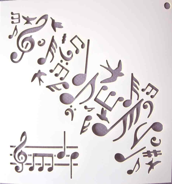 Pochoir motif "notes de musique" - 14,7X14,7cm - Pochoirs/IndigoBlu ...