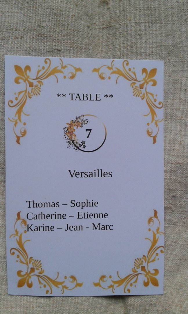 carte plan de table "chic", personnalisable - Spécial mariage/carte ...