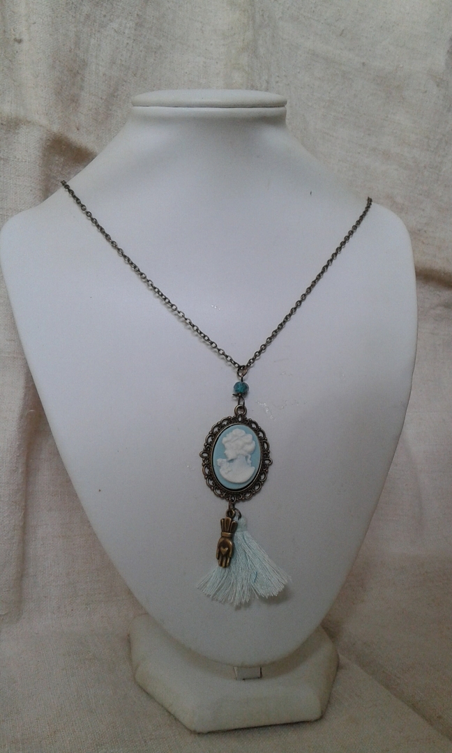 collier "camée vert" - bijoux fantaisies/collier, parure - patines-et-broc