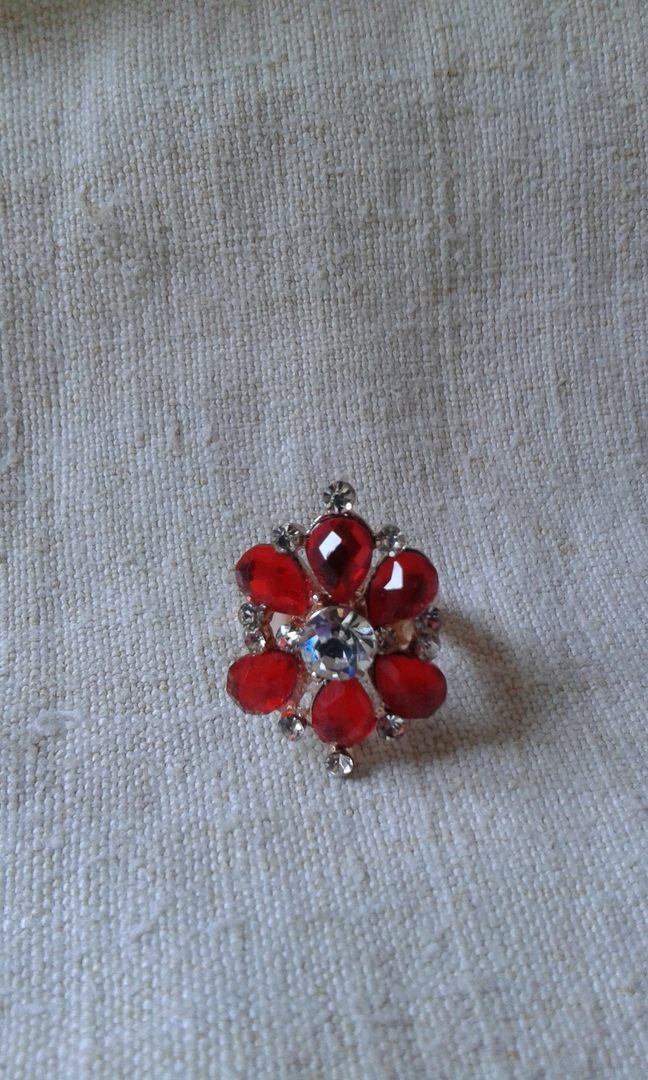 bague " fleur strass rouge" - bijoux fantaisies/bague - patines-et-broc