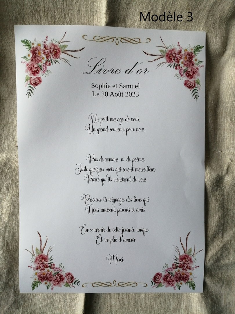 affiche livre d'or, personnalisable - spécial mariage - patines-et-broc