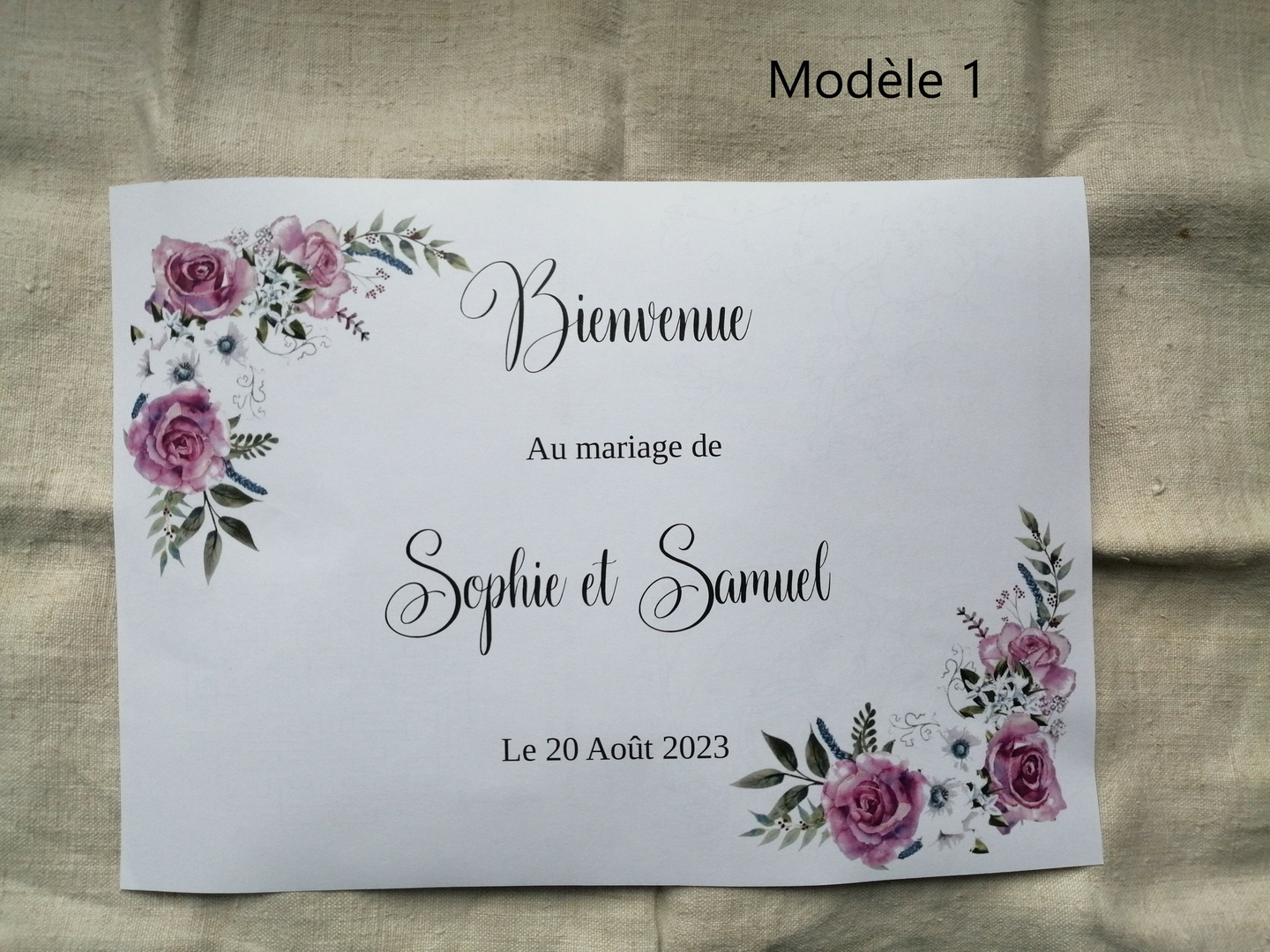 affiche de bienvenue pour un mariage, personnalisable, 5 modèles au ...