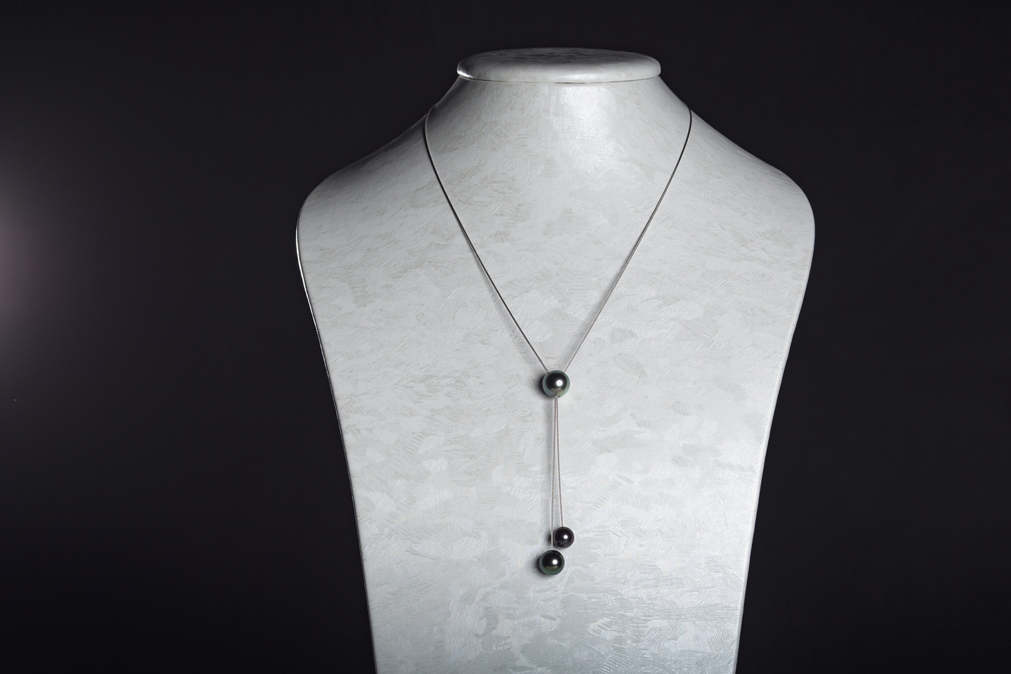 Collier cravate TRIPLET 3 perles de Tahiti câble or blanc - PERLERIA DE ...