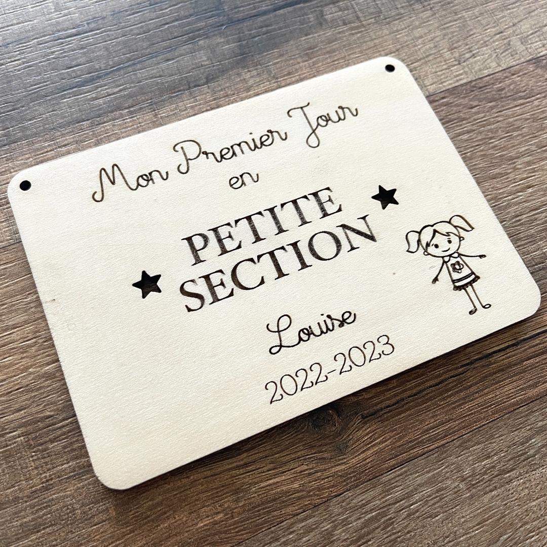 Pancarte rentrée scolaire en bois mon premier jour d'école
