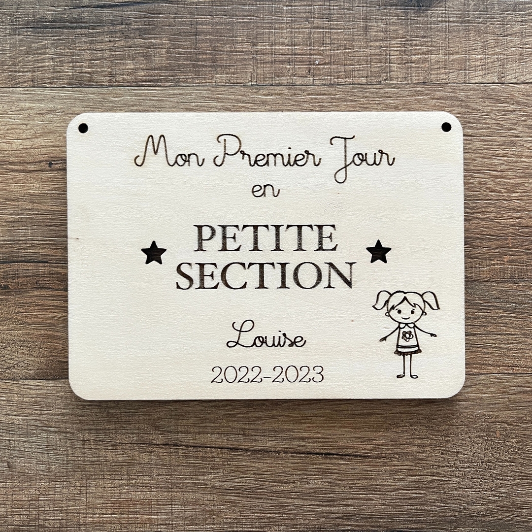 Pancarte rentrée scolaire en bois mon premier jour d'école