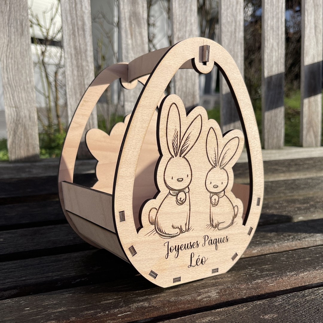 Panier de Pâques personnalisé en bois idéal cadeau pâques