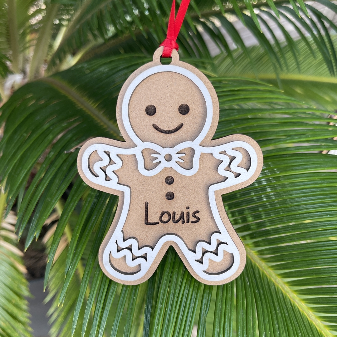 Décoration de sapin Noël bonhomme de pain d’épice personnalisée