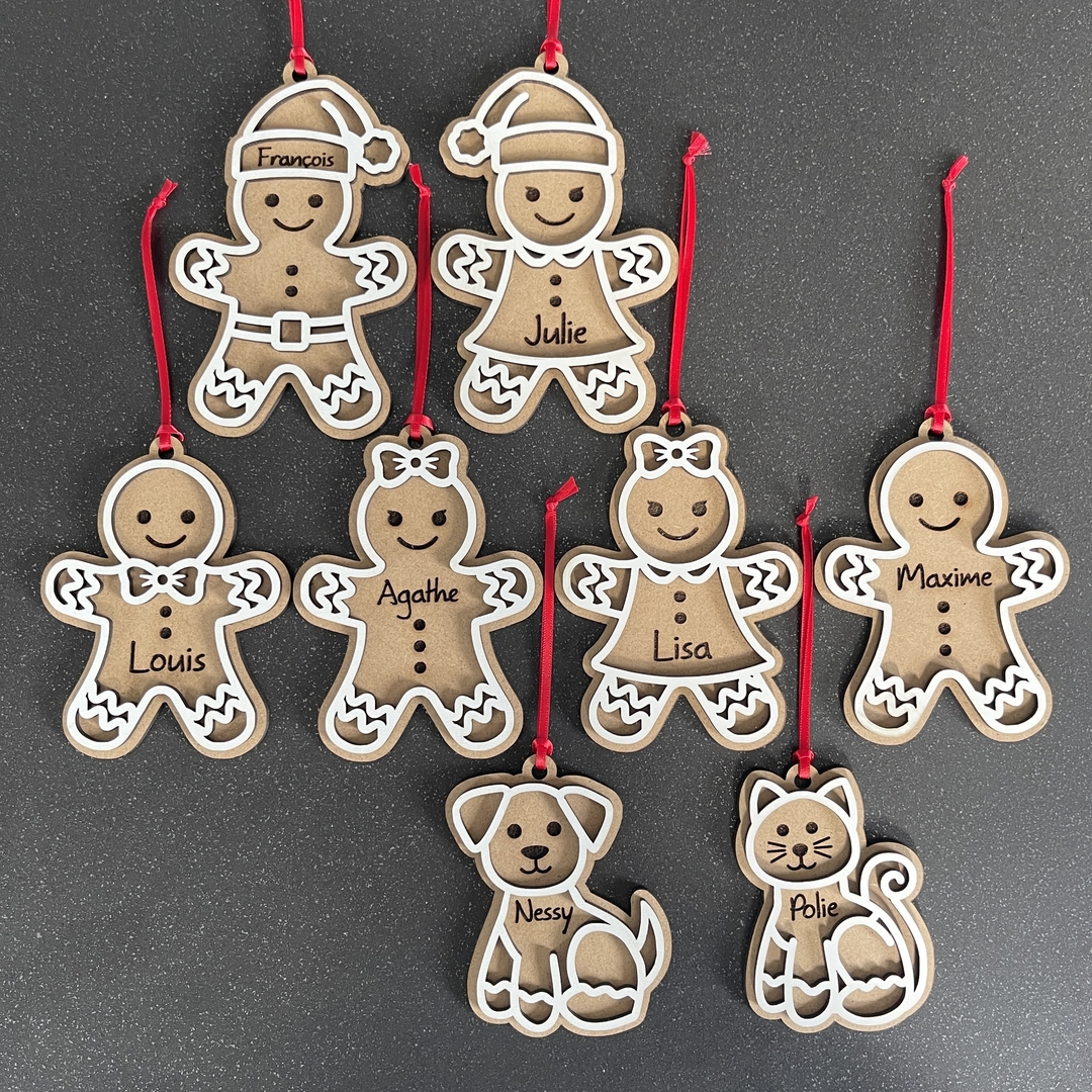 Décoration de sapin Noël bonhomme de pain d’épice personnalisée
