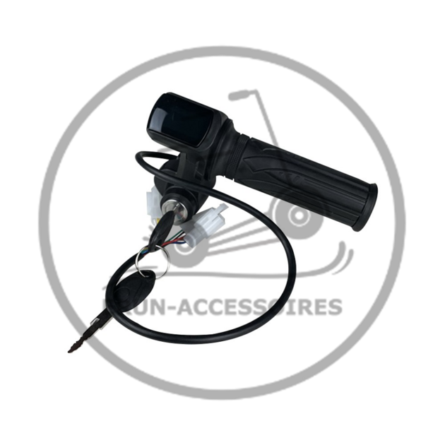 Poignée d'accélérateur noire à clé + écran LED - Erun-Accessoires