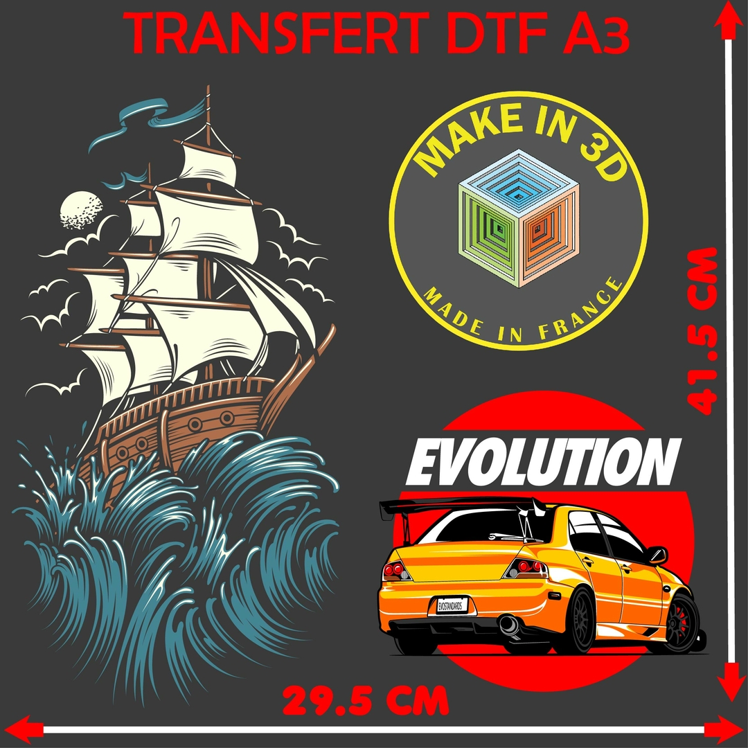 Transfert DTF A3 - Transfert DTF - make in 3D