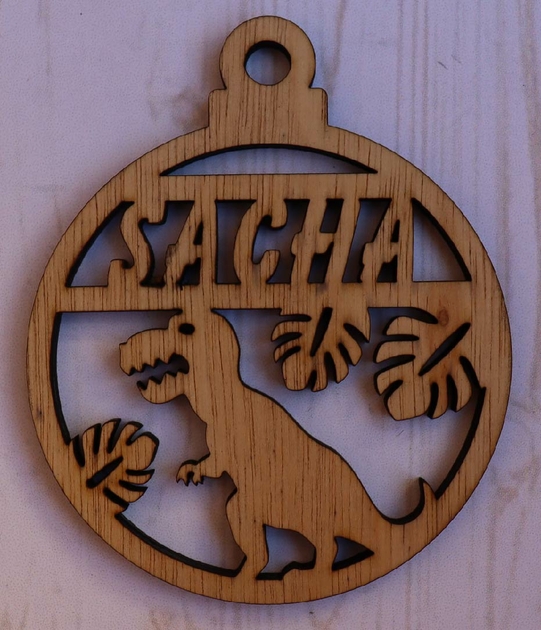 Boule de Noël personnalisable en bois modèle NE-008 - Gravure laser/Noël - make in 3D