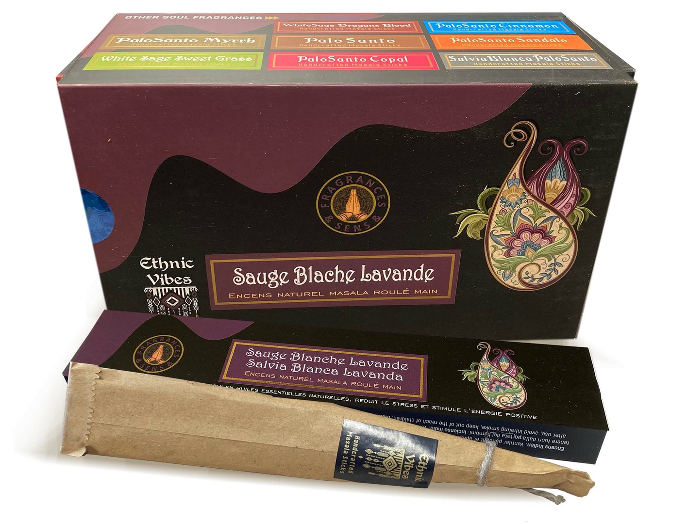 Ethnic Vibes Sauge Blanche Lavande Bâtonnets d'encens 15 g - Encens en ... Ethnic Vibes Sauge Blanche Lavande Bâtonnets d'encens 15 g - Encens en ...
