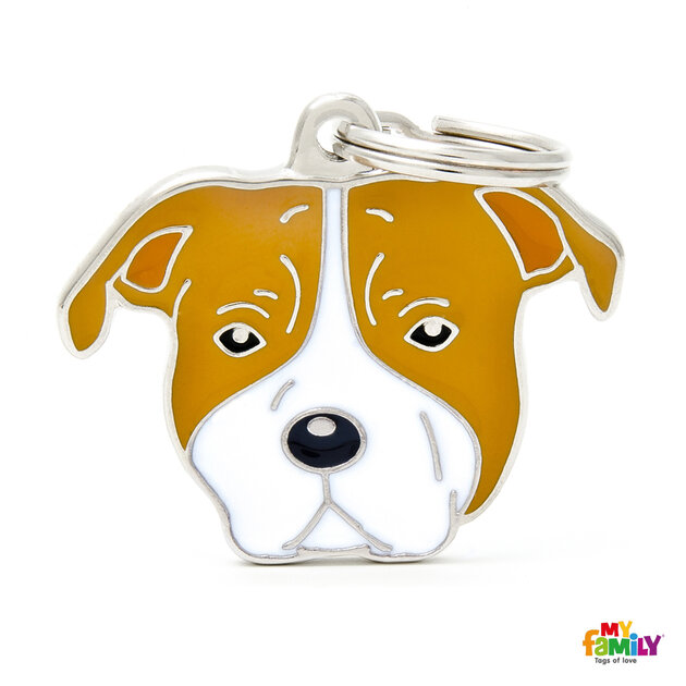 Médaille pour chien Amstaff Brun & Blanc - Korridog