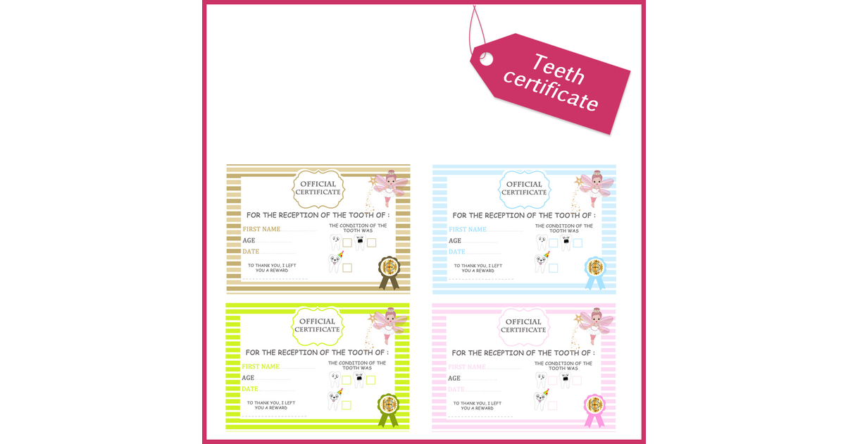 Official certificate issued by the Tooth Fairy - Fée des dents - oracle ...