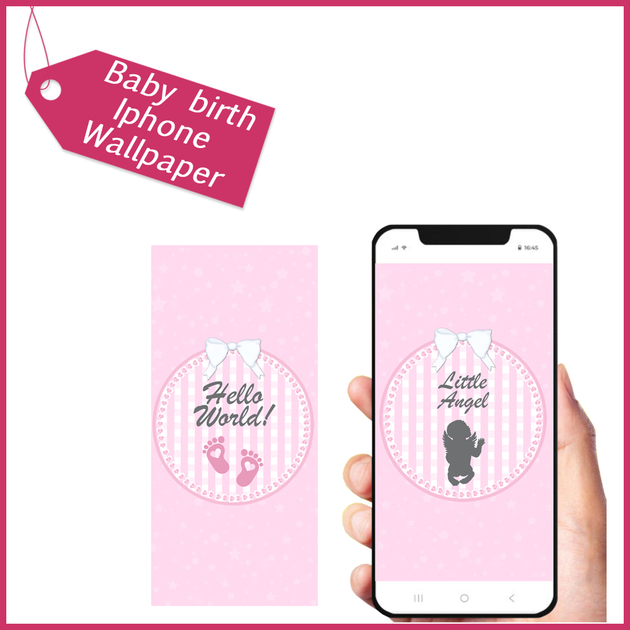 Baby Pink birth phone wallpaper, Iphone Home Screen Wallpaper. Instant ...